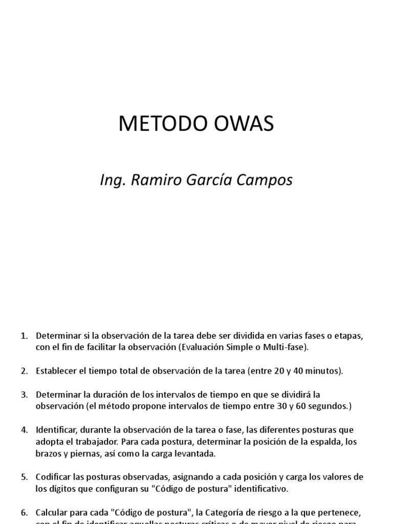 Presentacion Metodo OWAS | PDF