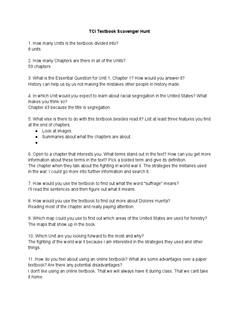 Angel Maravilla-Garcia - Tci Textbook Scavenger Hunt | PDF