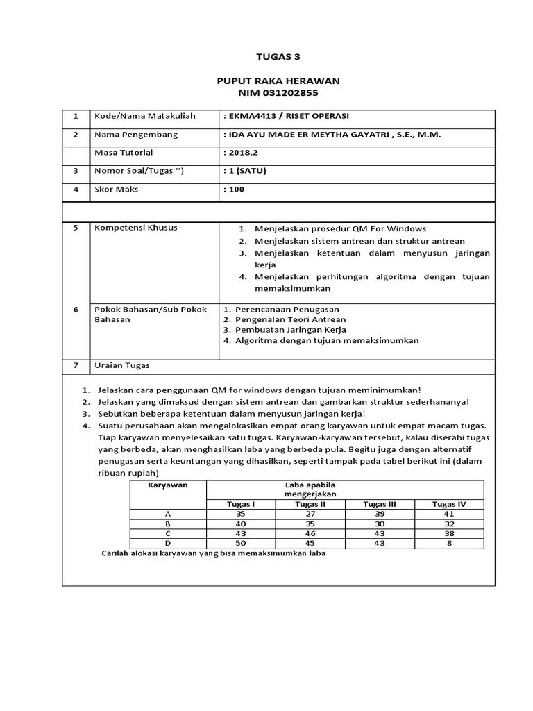 Tugas 3 Riset Operasi | PDF | Komputer