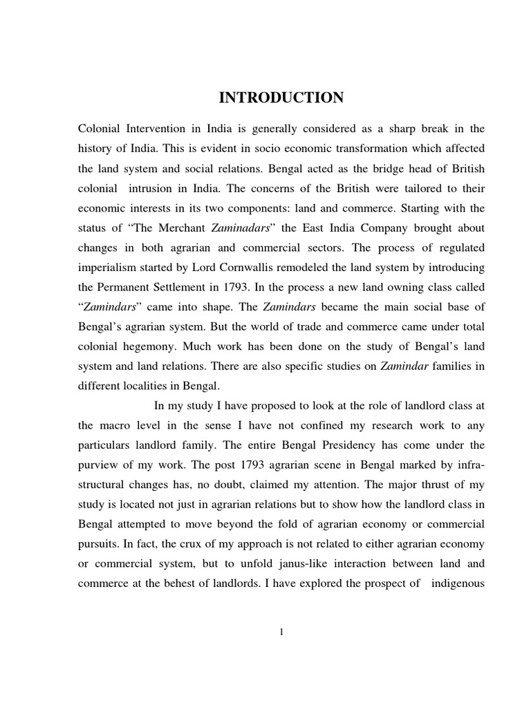 Bengal Zamindari System | PDF | British Raj | Bengal