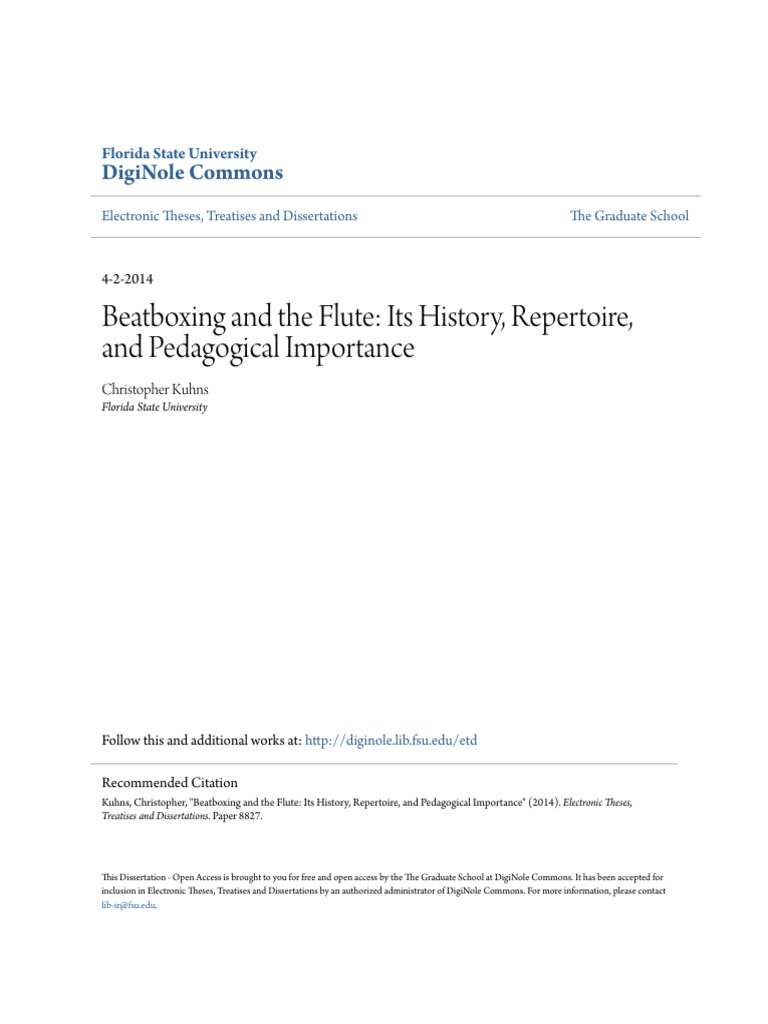 Beatboxing and The Flute - Its History Repertoire and Pedagogica PDF ...