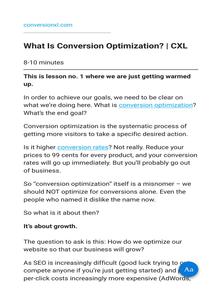 What Is Conversion Optimization Cxl Pdf Analytics Program