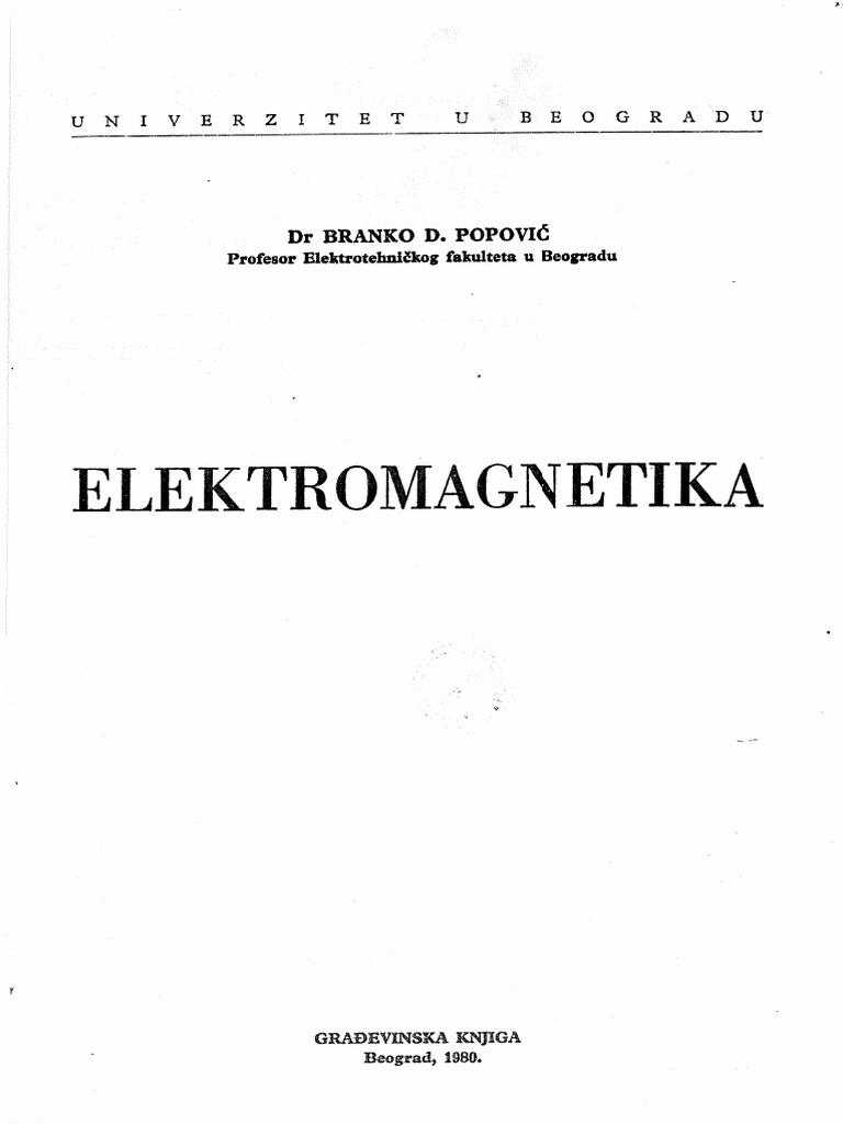 Elektromagnetika Branko Popovic | PDF