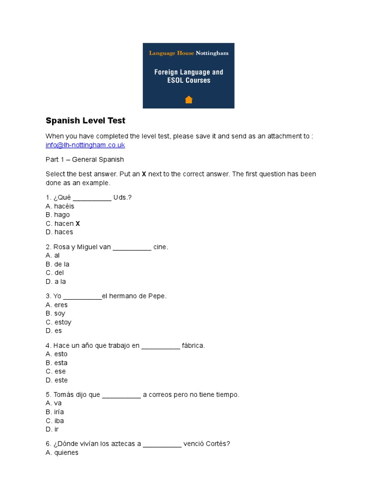 Examen de Nivel de Español A1 | PDF | Temor