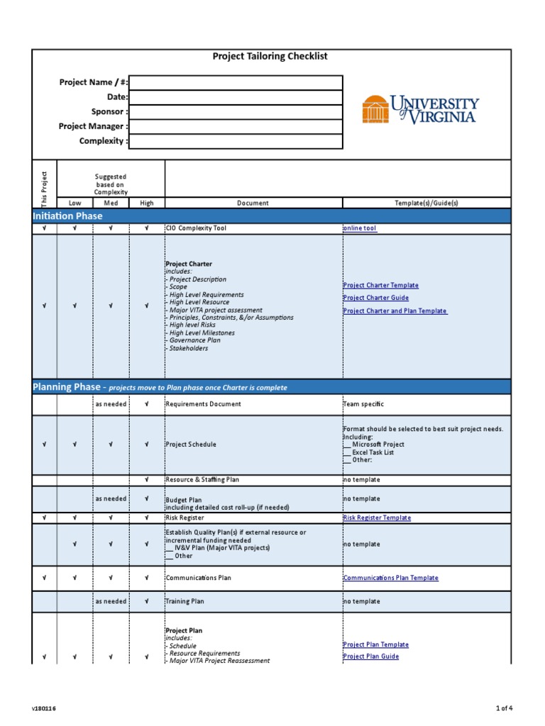 Project Tailoring Checklist Guide | PDF | Project Management | Business