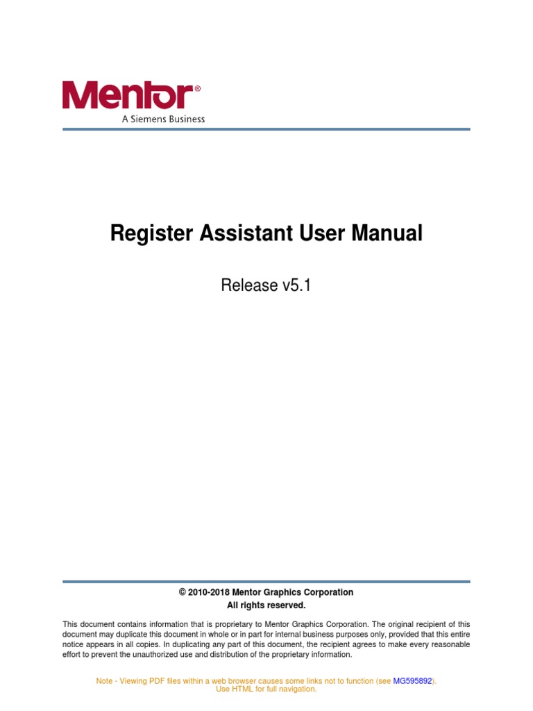 Register Assistant User Manual Release v5.1 © 2010-2018 Mentor Graphics ...