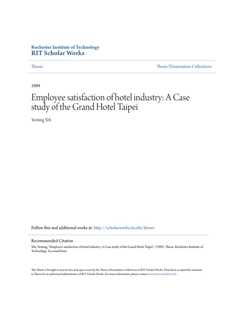 Employee Satisfaction of Hotel Industry - A Case Study of The Gran ...