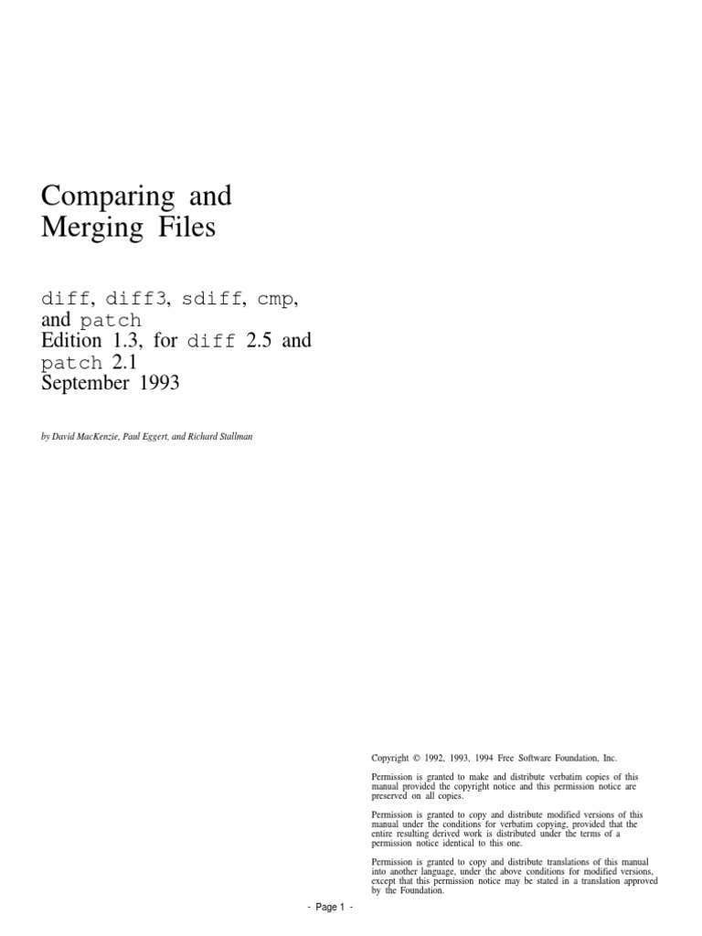 Comparing and Merging Files Patch Diff Diff3 Sdiff CMP | PDF | File Format | Text File