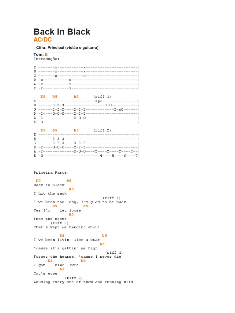Back in Black guitar tab | PDF | Hard Rock | Albums
