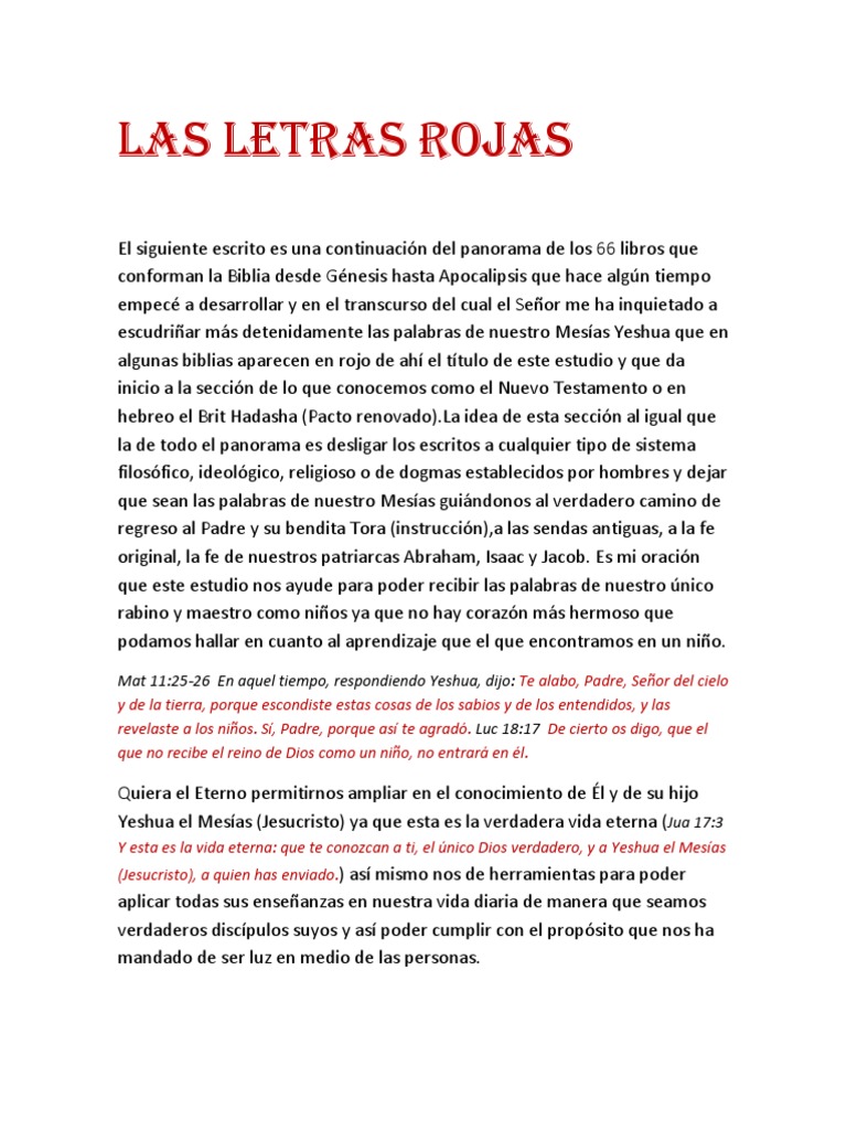 LAS LETRAS ROJAS-Jose Madero | PDF | Nuevo Testamento | Mesías