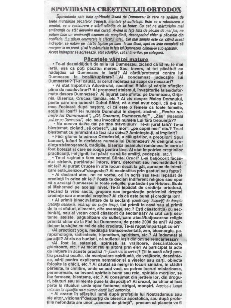 Indreptar Spovedanie Crestin Ortodox | PDF