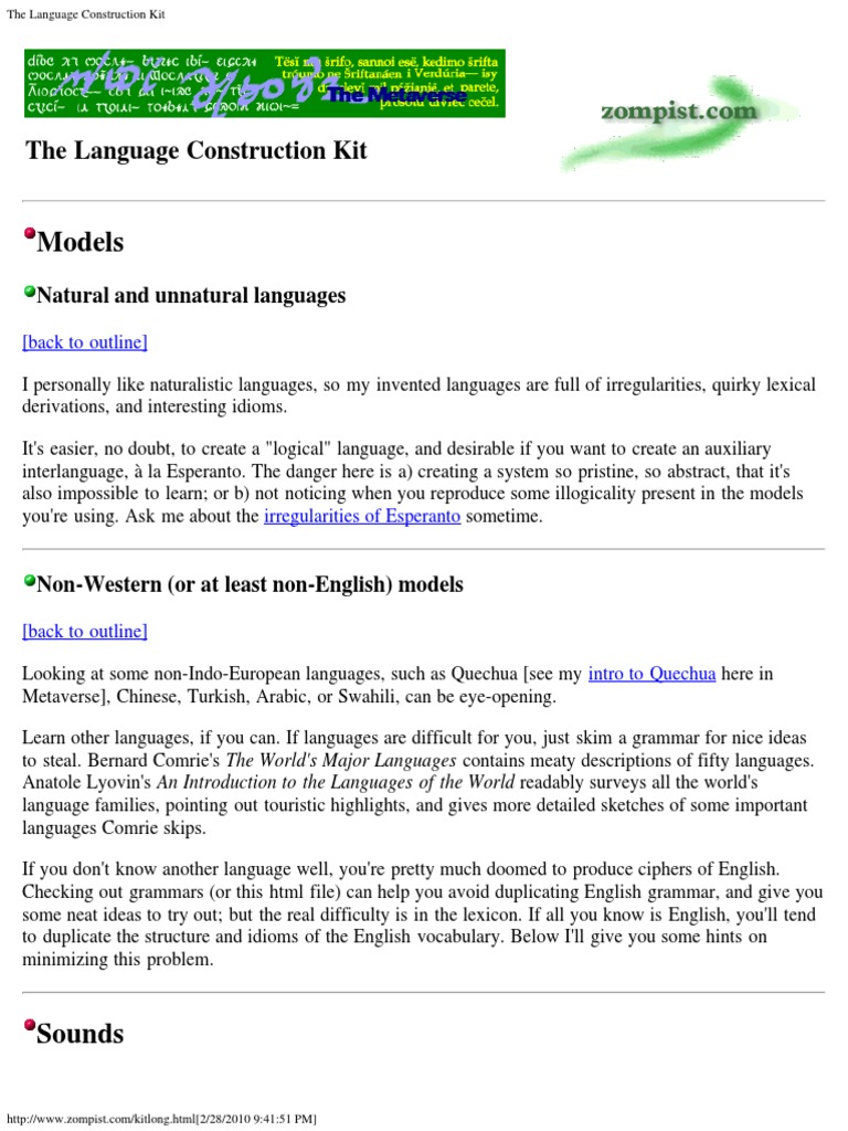 The Language Construction Kit PDF | PDF | Tone (Linguistics) | Vowel