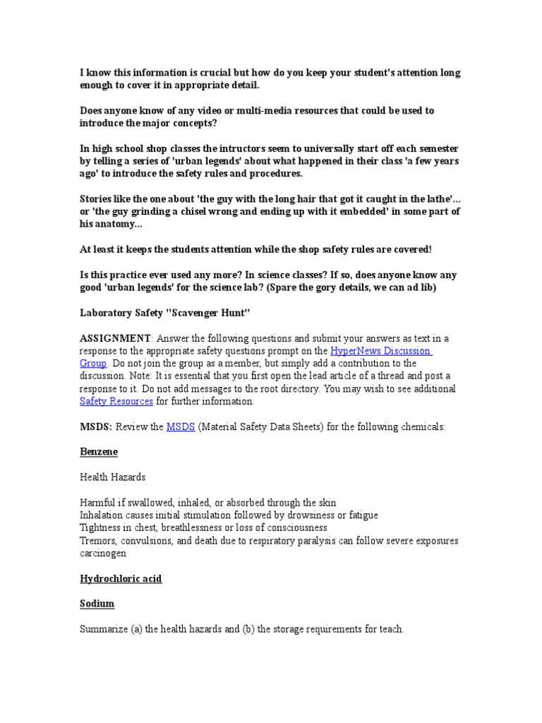 Lab Safety Scavenger Hunt | PDF | Laboratories | United States ...