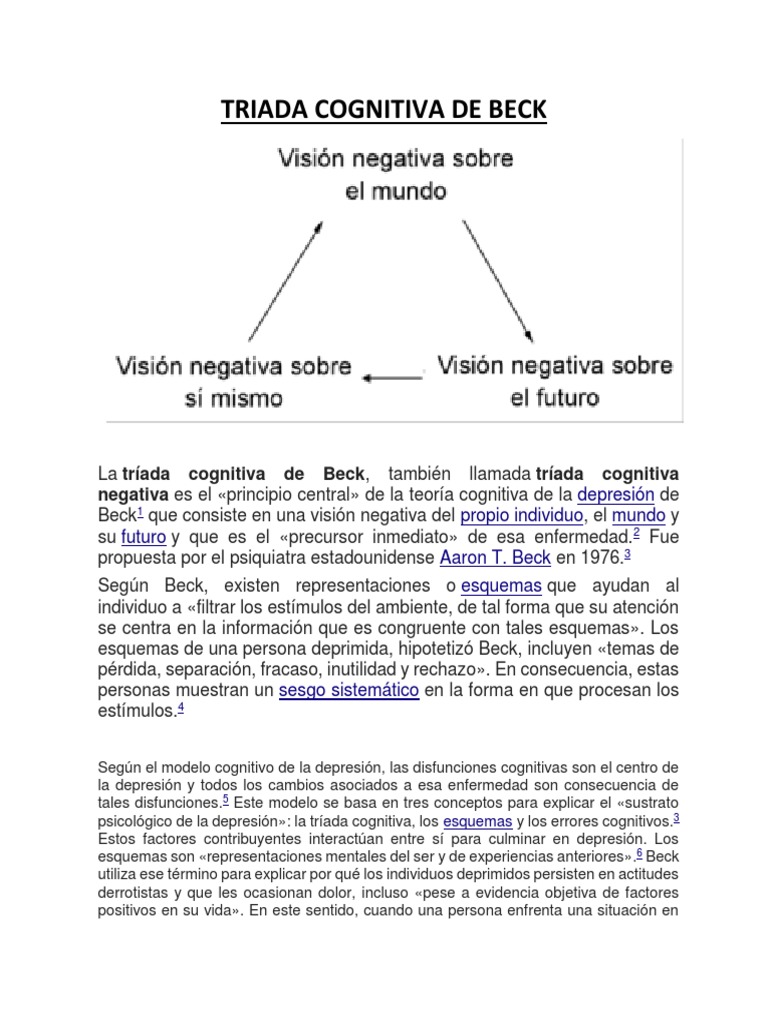 Triada Cognitiva Beck | PDF | Conceptos psicologicos | Ciencias del ...