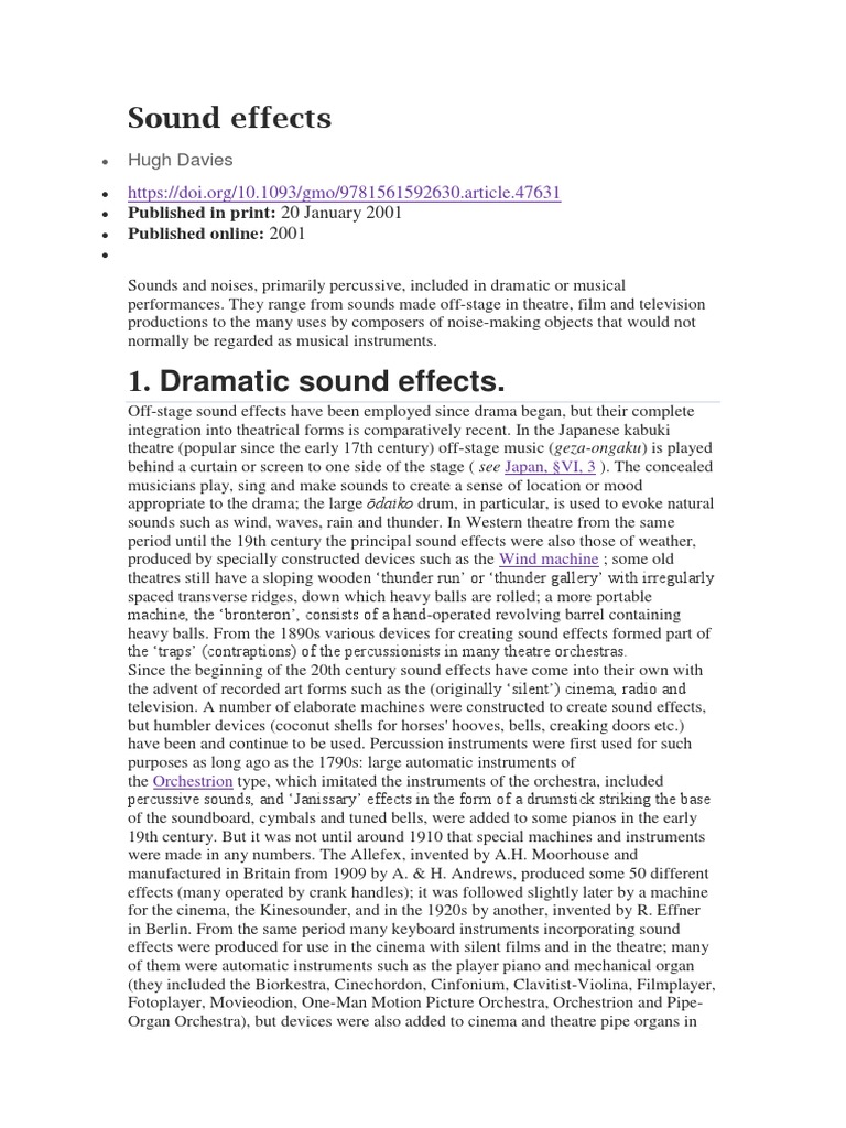 Sound Effects | PDF | Orchestras | Musical Instruments