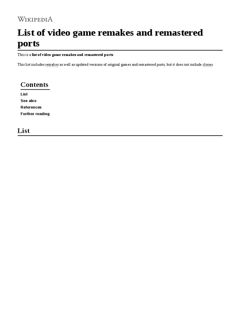 Video Game Remakes and Remastered Ports | PDF | Final Fantasy | Nintendo