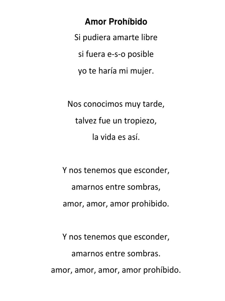 Amor Prohibído Letra | PDF