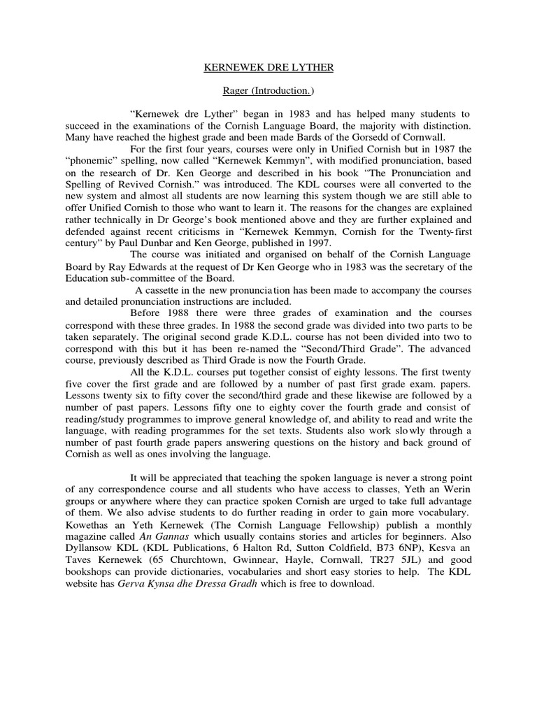 A Comprehensive Guide to the Kernewek Dre Lyther Correspondence Course ...