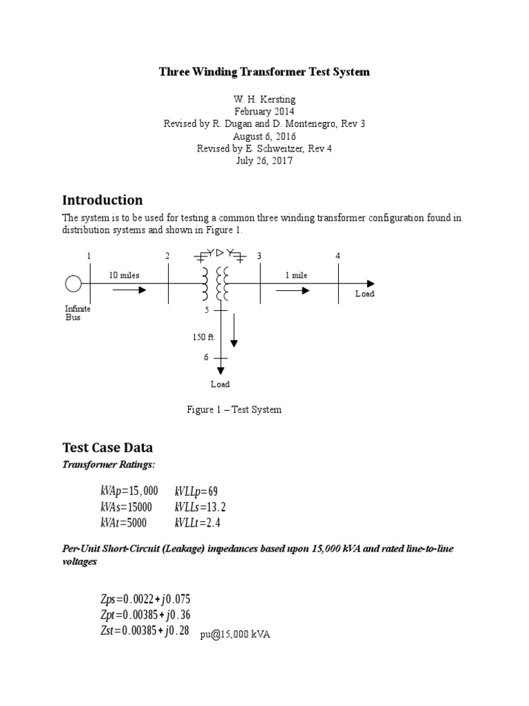 Three Winding Transformer Test System-EPRI-2017-Rev4 | PDF ...