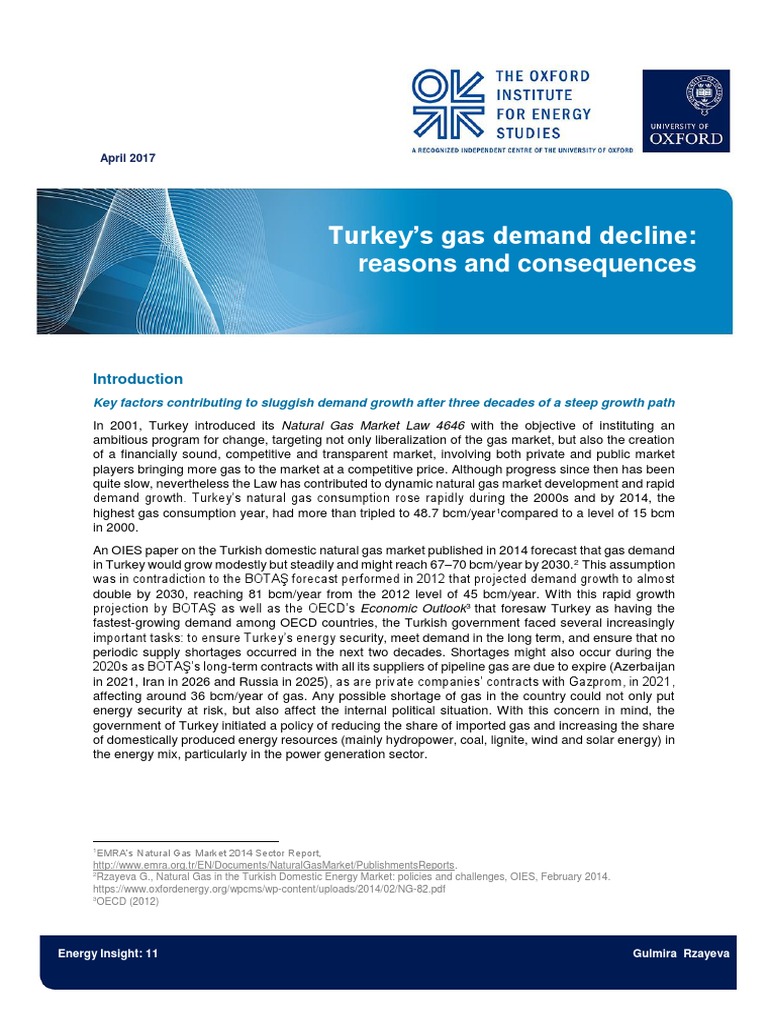 Turkey Oil Gas and Energy Demand | PDF | Electricity Generation ...