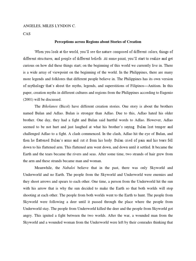 Perceptions Across Regions About Stories of Creation | PDF | Ecology ...
