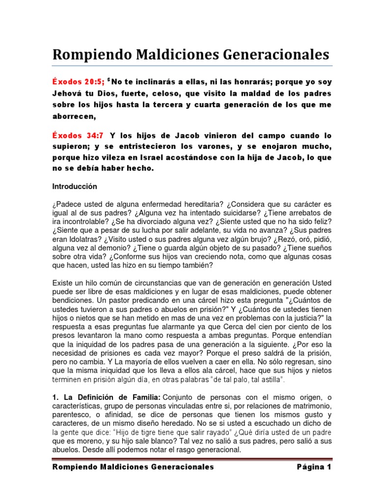 Rompiendo Maldiciones Generacionales | PDF | Pecado | Expiación en el ...