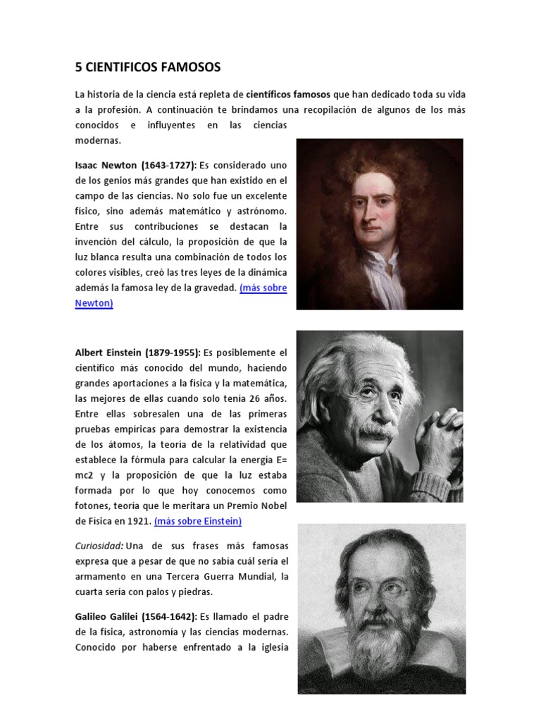 5 Científicos Famosos y sus Aportes | PDF | Física | Astronomía