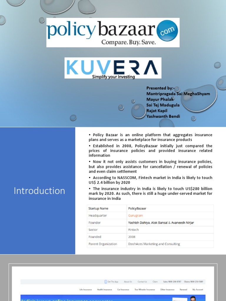 PolicyBazaar and Kuvera | PDF | Soft Bank Group | Insurance