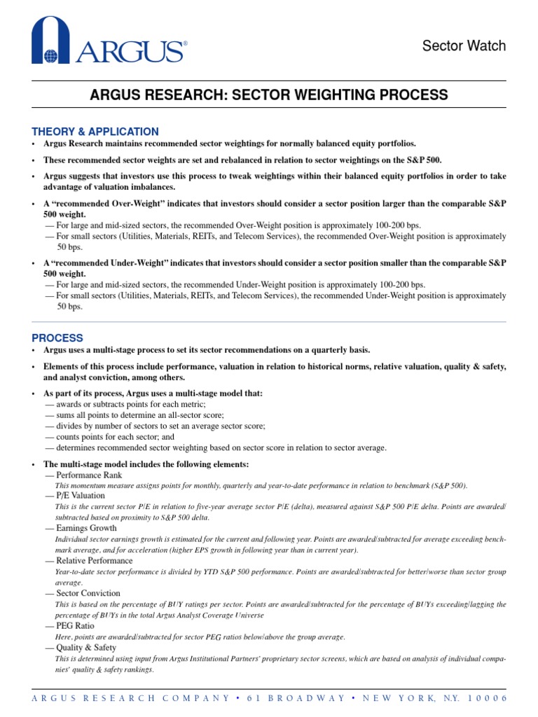 Argus Sector Methodology | PDF | Peg Ratio | Investor