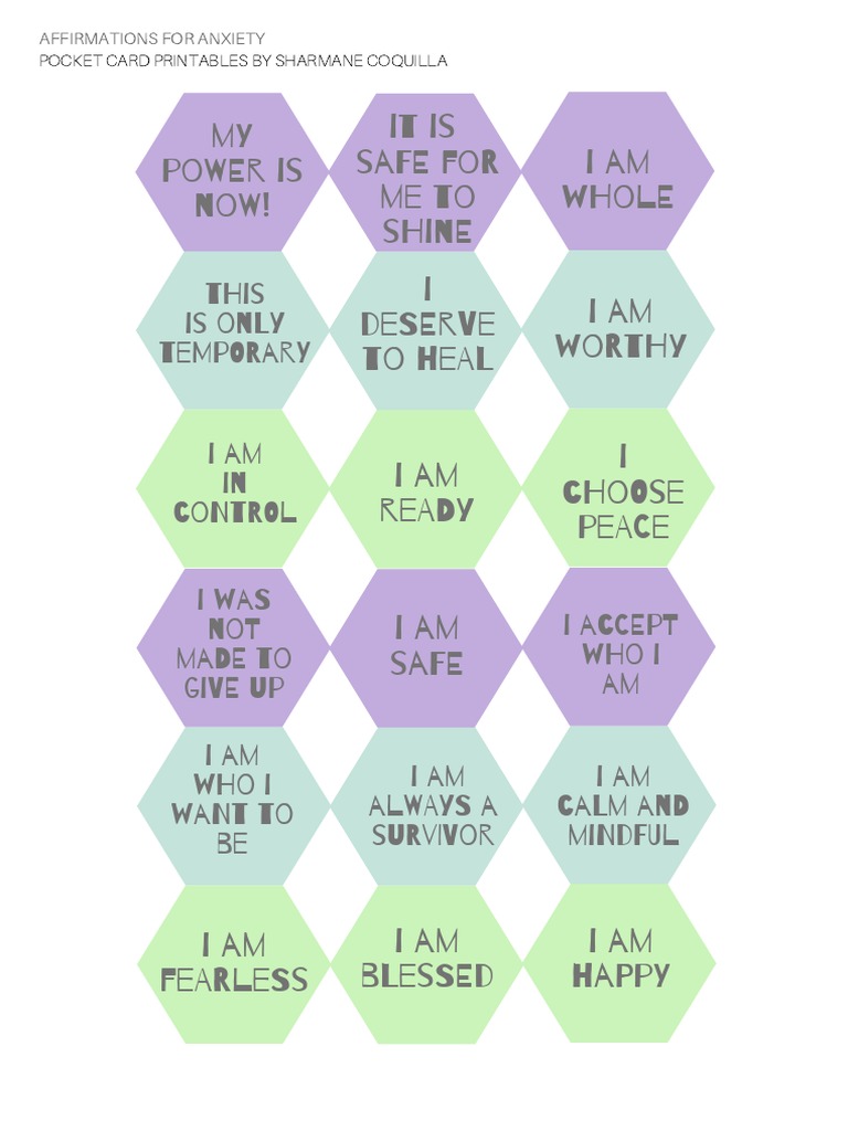 Affirmations For Anxiety Printable | PDF