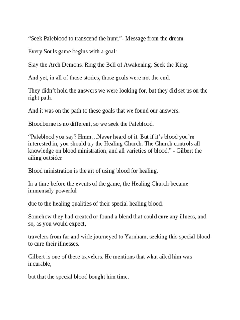 Bloodborne Lore - The Beast Hunts | PDF
