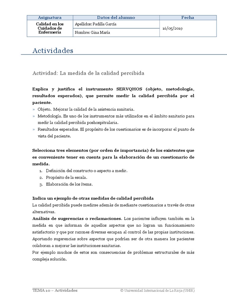 Medida de La Calidad Percibida. | PDF