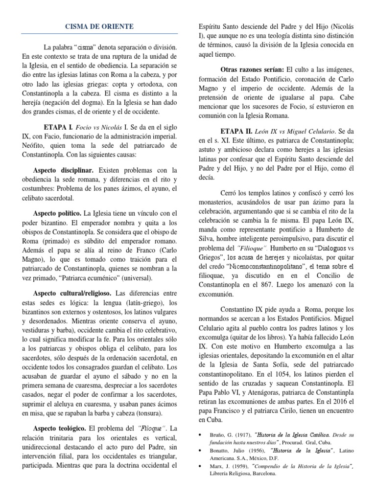 Cisma de Oriente | Descargar gratis PDF | imperio Bizantino | Patriarca