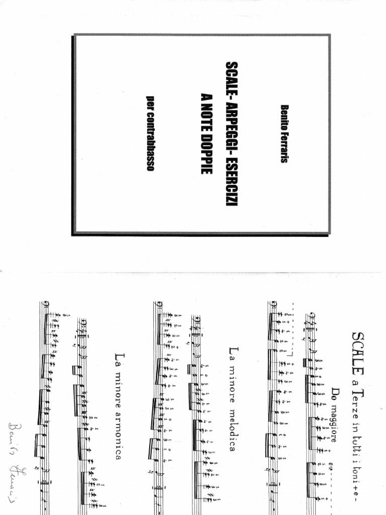 Scale Arpeggi Esercizi A Note Doppie Per Contrabbasso PDF | PDF