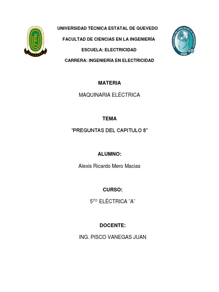 Preguntas Del Cap 8 | PDF | Generador eléctrico | Motor eléctrico
