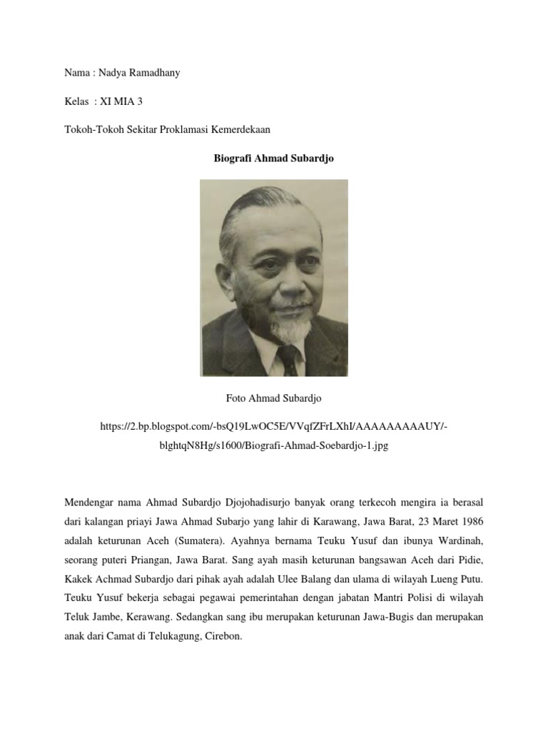 Biografi Ahmad Soebardjo | PDF | Politik | Sejarah