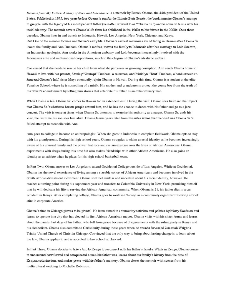Dreams From My Father | PDF | Barack Obama | Obama Family