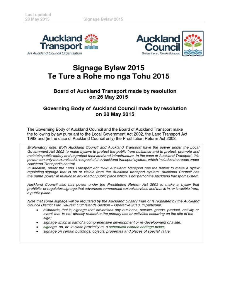 Signage Bylaw 2015 | PDF | Traffic | Intersection (Road)