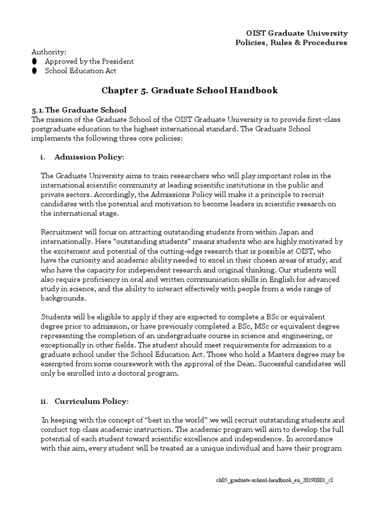 Ch05 Graduate-School-Handbook en 20190801 CL | PDF | Thesis ...