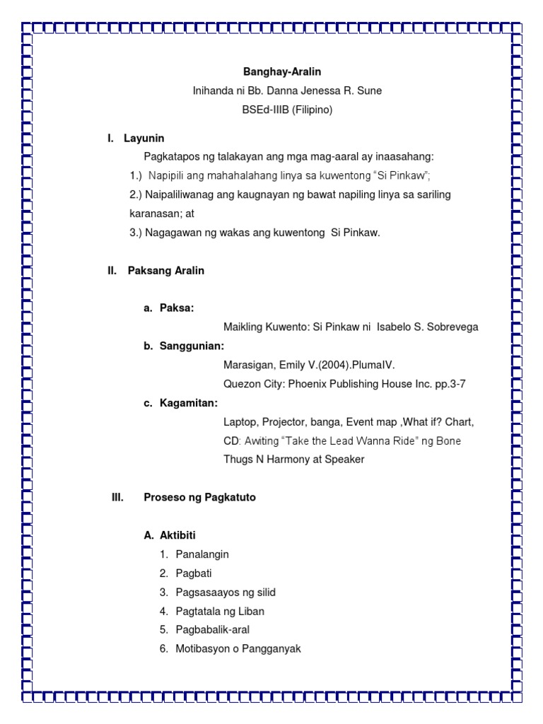 BanghayAralin Si Pinkaw | PDF