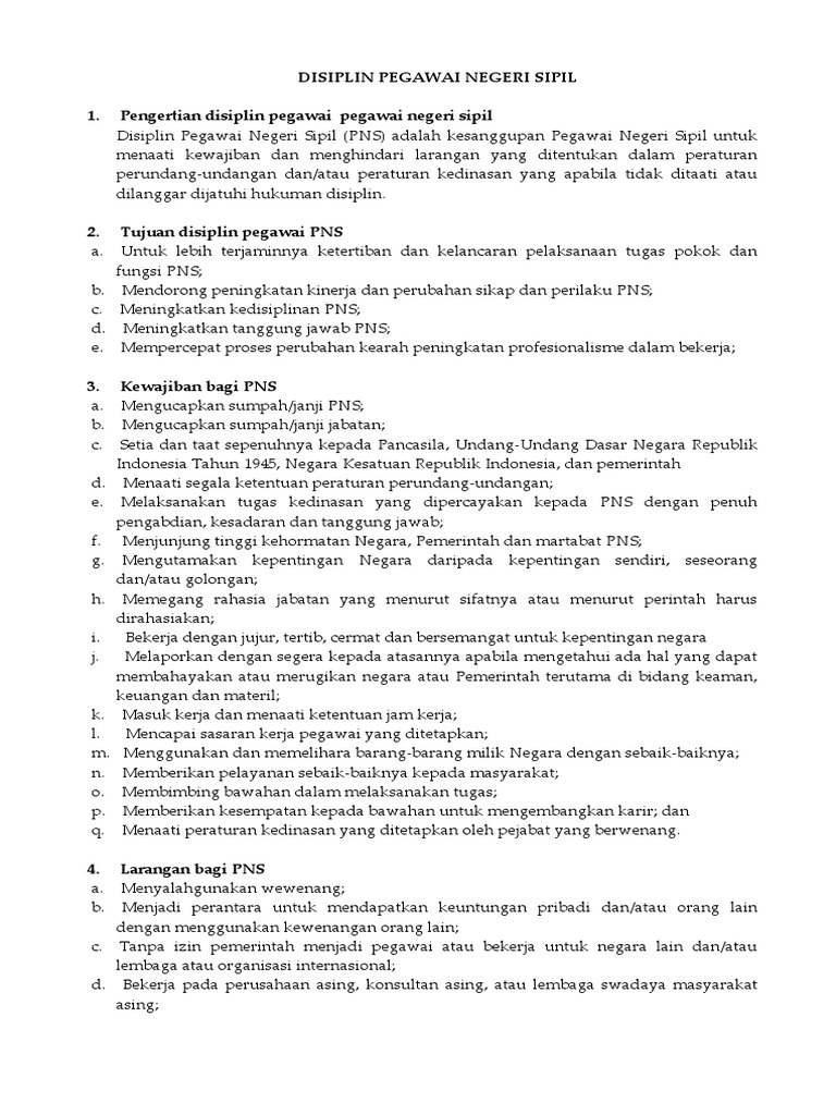 Disiplin Pegawai Negeri Sipil | PDF