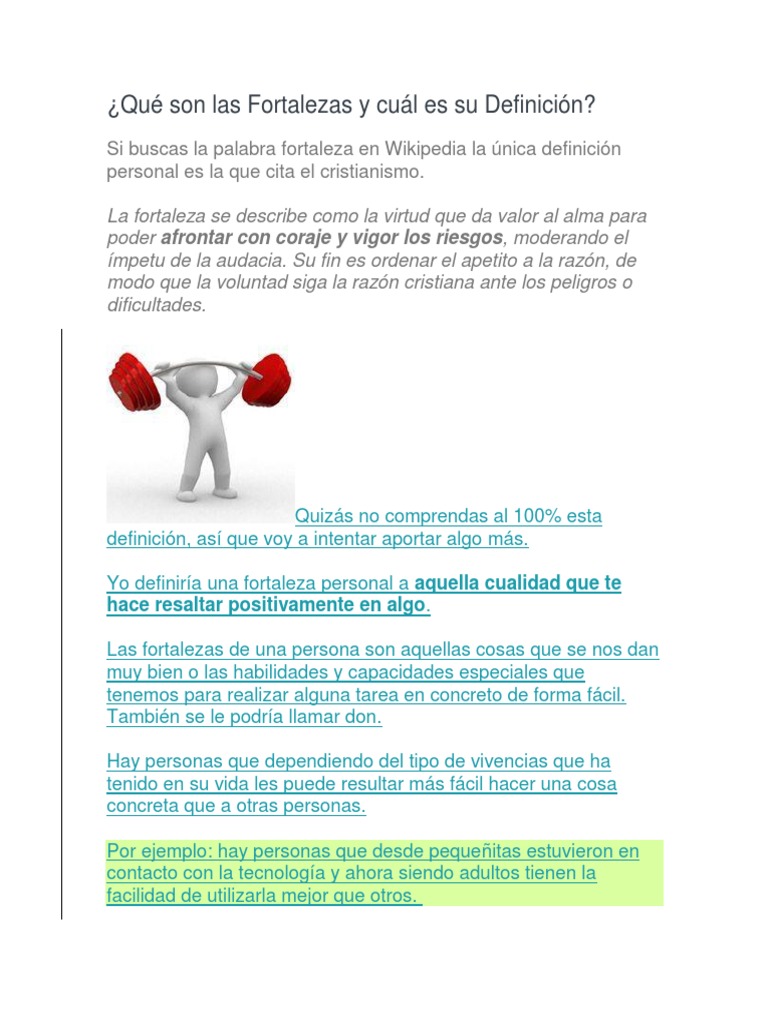 Qué Son Las Fortalezas y Cuál Es Su Definición | PDF | Resiliencia ...