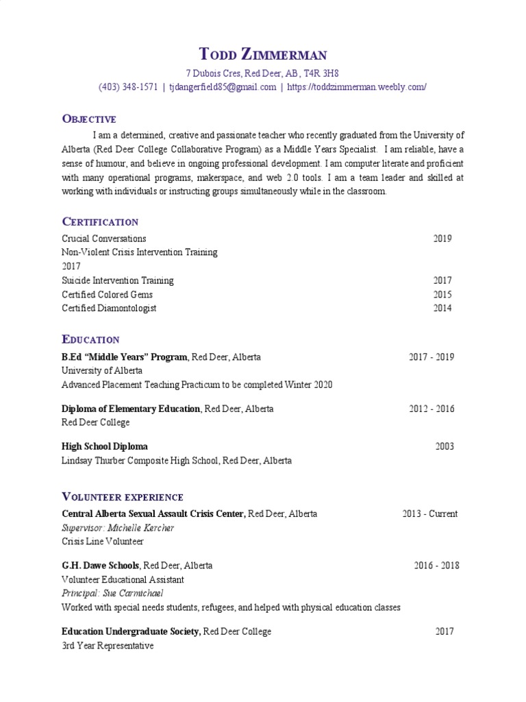 Todd Zimmerman Resume | PDF | Mentorship | Teachers