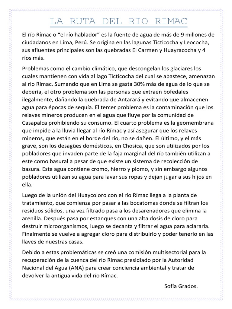 La Ruta Del Rio Rimac | PDF