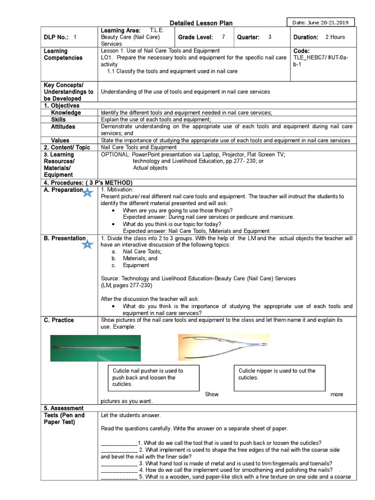 Detailed Lesson Plan on Identifying and Explaining the Proper Use of ...