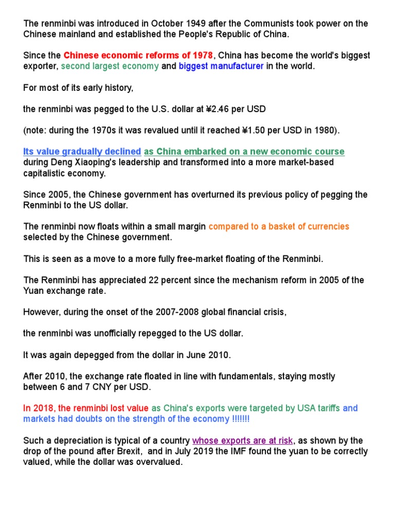History of The Renimbi | PDF | Renminbi | China
