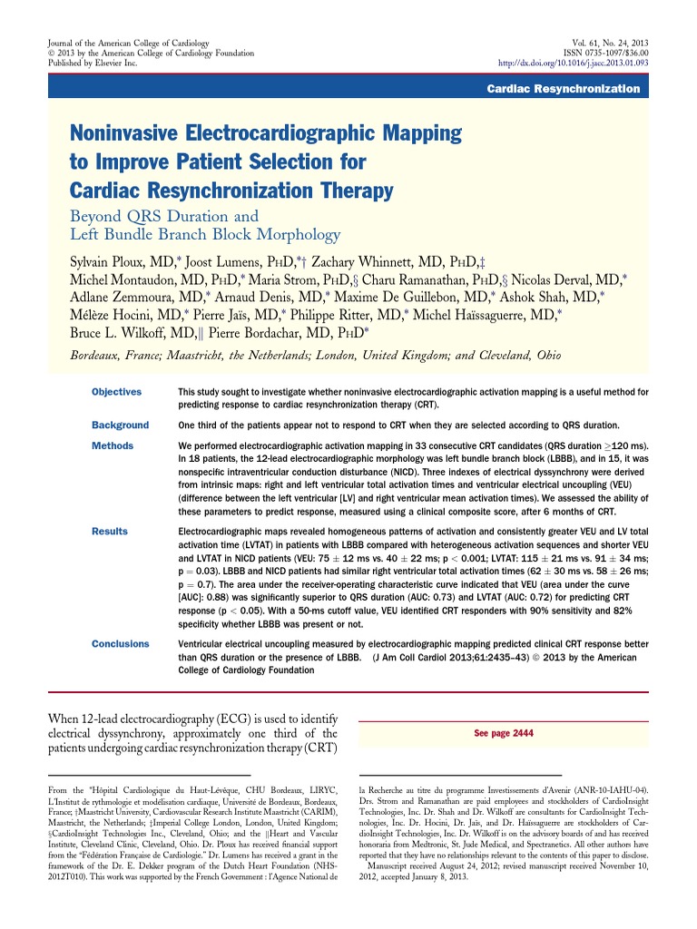 Noninvasive Electrocardiographic Mapping To Improve Patient Selection ...