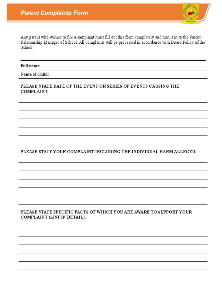 Complaint Form Parent | PDF