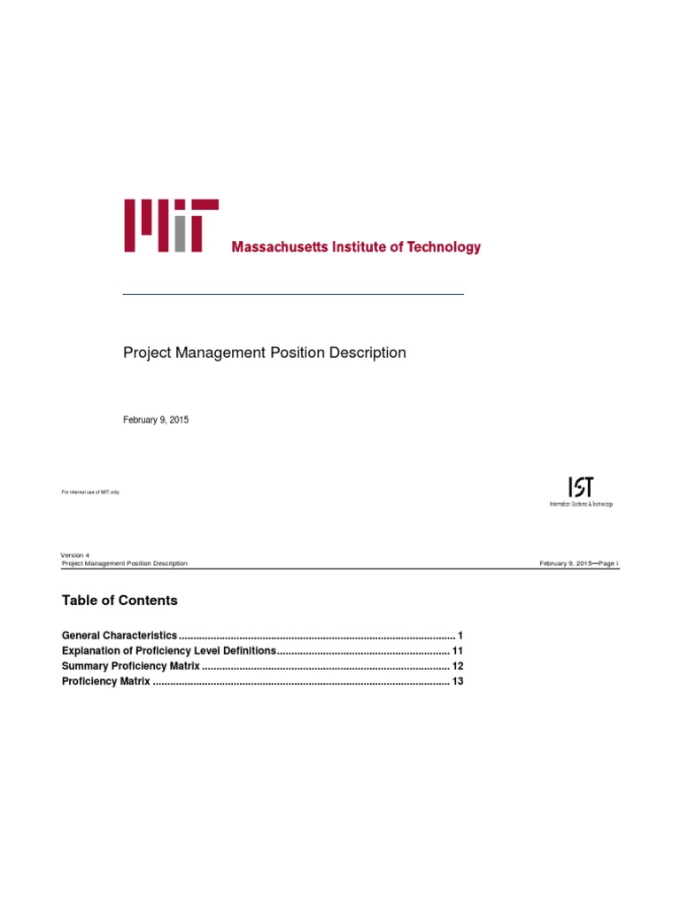 MIT Job Description | PDF | Project Management | Risk Management