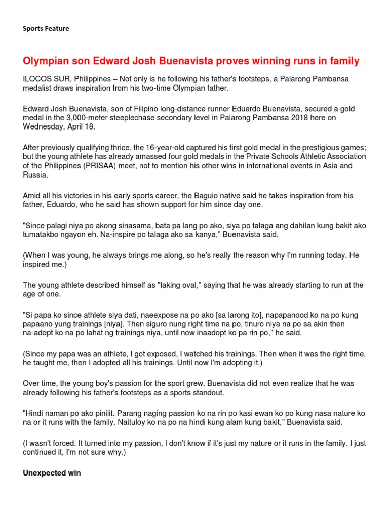 Sports Feature Sample | PDF | Sports